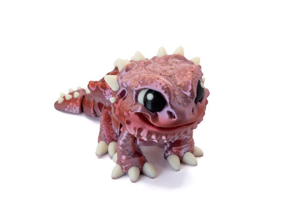 3D Printed Red Chibi Bearded Dragon Large - Unique Collectible Toy