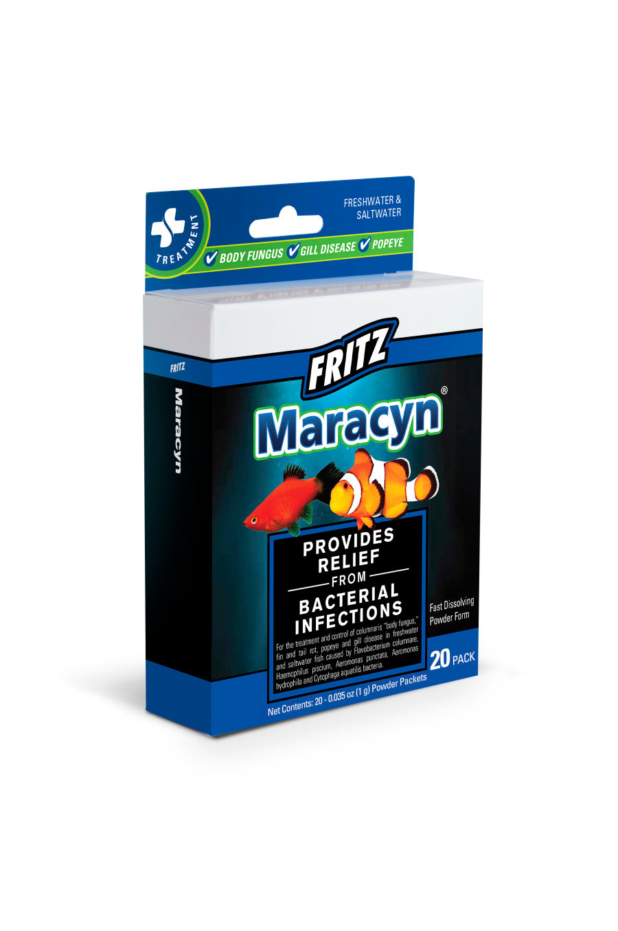 Fritz Maracyn Freshwater & Saltwater Treatment 20 ct | Antibiotic for Fish