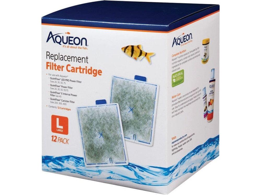 Aqueon Replacement Filter Cartridges Large 12 Pack | Aquarium Filtration